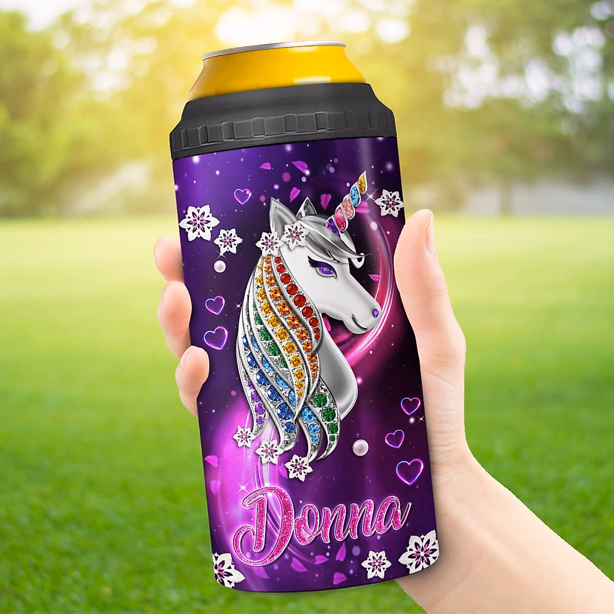 KOIXA Unicorn Can Cooler Insulated 4-in-1 16 Oz She Is Beauty She Is Grace She Can Stab You In The Face Stainless Steel Can Holder Travel Cup Funny Sarcastic Gifts For Women