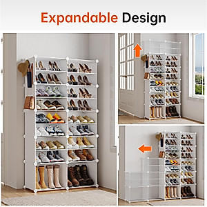 MAGINELS Shoe Rack,40 pairs shoe Organizer,10 tier Tall Portable shoe storage Cubbies cabinet,Plastic Shoes Shelves for Entryway,Livingroom,Bedroom,White
