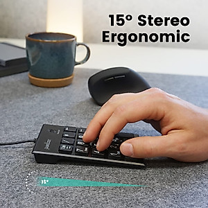 Perixx PPD-202 Wired 19 Keys Slim Numeric Keypad, Big Print Font, Silent Notebook Scissor Key Number Keypad with Tab Key and Num Lock, Black