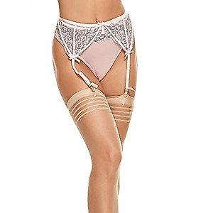 ANGABRIEL Women 's Mesh Lace Garter Belt High Waist Suspender Belt with 4 Strap Metal Clip for Stockings/Lingerie (Garter Belt Sold Only) (Pink, 4)