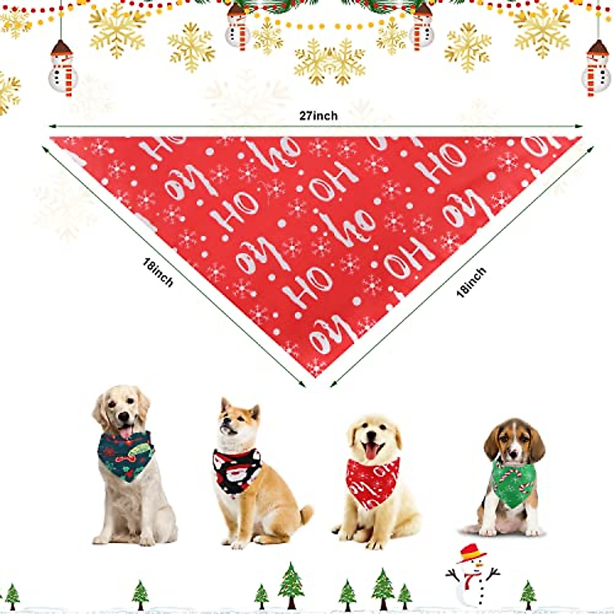 AIEX Dog Christmas Bandana, 4 Pack Dog Triangle Scarf Bib Christmas Pet Scarf Holiday Pet Costume Accessories Christmas Dog Clothes for Small Medium Large Dogs