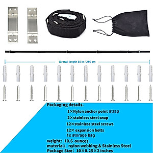 Brebebe Multi Point Wall Anchor Strap for Resistance Bands Exercises, Door Anchor Strap Loops with 5 Metal D-rings, Wall Anchor Tracks Home Gym Fitness System, Simple & Effective (No Resistance Bands)