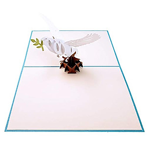 iGifts And Cards Inspirational White Dove with Olive Branch 3D Pop Up Greeting Card - Religious Sympathy Card, Condolences Card, Congratulations Ordination Gift, Beautiful Priest Appreciation Present