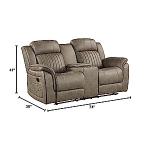 Lexicon Perm Double Reclining Loveseat, Sandy Brown