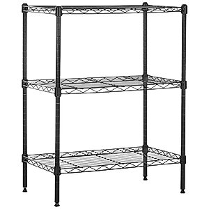 Amazon Basics 3-Shelf Adjustable, Heavy Duty Storage Shelving Unit (250 lbs loading capacity per shelf), Steel Organizer Wire Rack, Black, 23.2"L x 13.4"W x 30"H