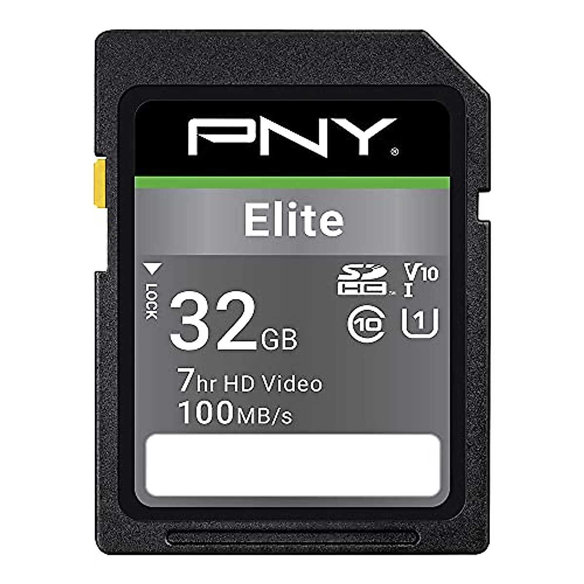 PNY 32GB Elite Class 10 U1 V10 SDHC Flash Memory Card - 100MB/s, Class 10, U1, V10, Full HD, UHS-I, Full Size SD