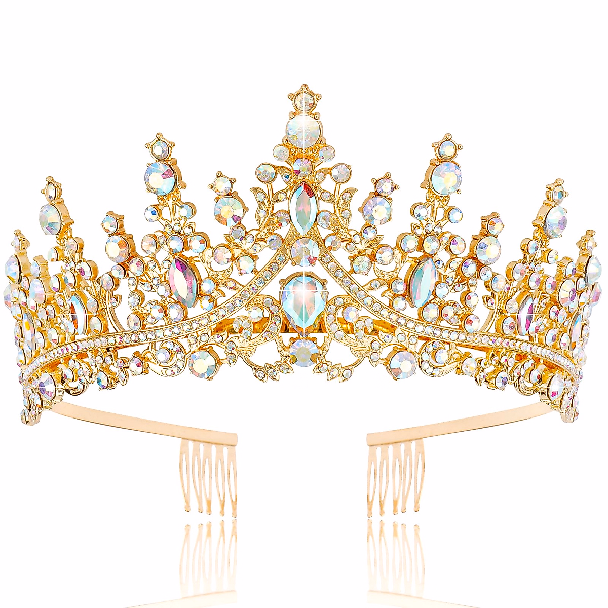 TOBATOBA Rhinestone Gold Crown for Women Gold Tiara Birthday Queen Crown Wedding Tiara for Women Crystal Tiaras and Crowns Royal Princess Quinceanera Headpiece for Prom Pageant Bride Halloween Cosplay