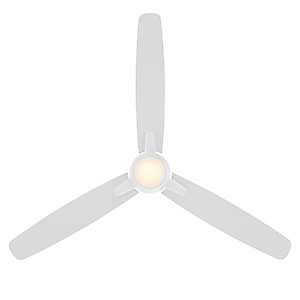 WAC Smart Fans Blitzen Indoor and Outdoor 3-Blade Smart Home Ceiling Fan 54in Matte White with 3000K LED Light Kit and Remote Control works with Alexa and iOS or Android App