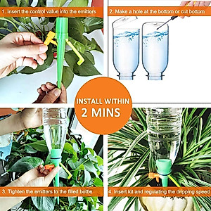 Plant Self Watering Spikes,16 Pcs Automatic Irrigation Equipment Self Watering Drip Devices with Slow Release Control Valve Switch, Suitable for Outdoor Indoor Plants