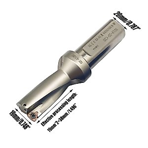 GBJ WC- Φ19-2D -C20 +10pcs WCMX030208FN Indexable U Drill Inserts Holder Fast Water Jet Drill Violent Drill WPD Series (WPD-Φ19-2D-C20+WCMX030208)