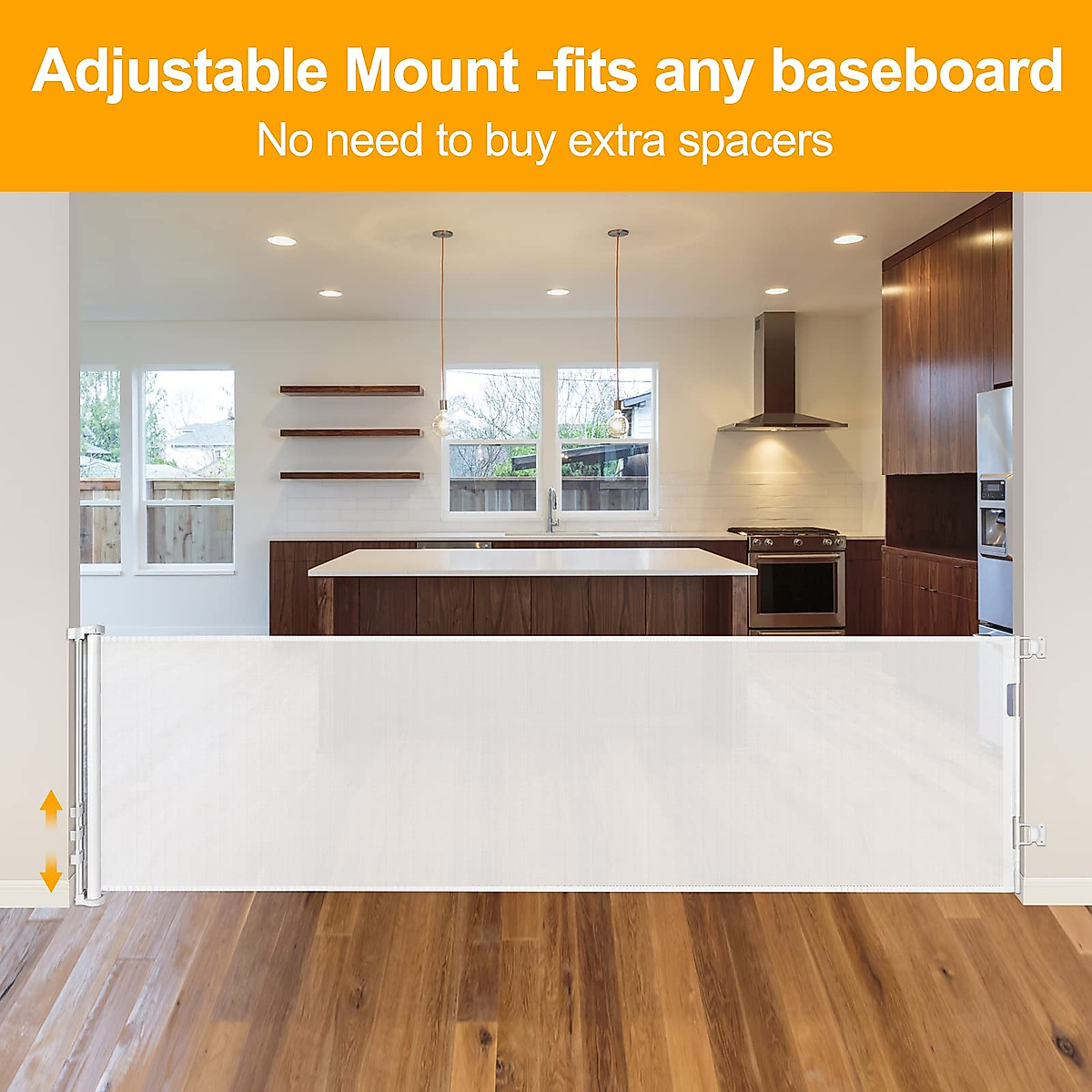 Mom's Choice Awards Winner - WOMHOM 100 Inch Extra Wide Retractable Baby Gates Extra Wide Baby gate for Large Opening Extra Long Dog Gates for The House Extra Large Pet Gate for Dogs Indoor Baby Fence