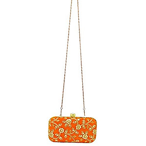 AILTINO Women's Box Clutch Purse Bag with sling chain (Orange)