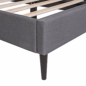 Twin Size Platform Bed, Metal and Wood Bed Frame with Headboard and Footboard, Metal Slat Support/No Box Spring Needed/Easy Assembly (Grey)