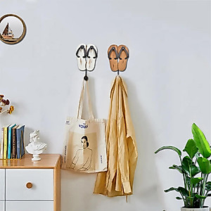 Veclotch Beach Themed Flip Flop Wall Mounted Coat Hooks Towel Rack,Solid Fir Wood Sandal Slipper Shaped Hanging Ornament Nautical Wall Hook Hanger for Bathroom Bedroom Living Room