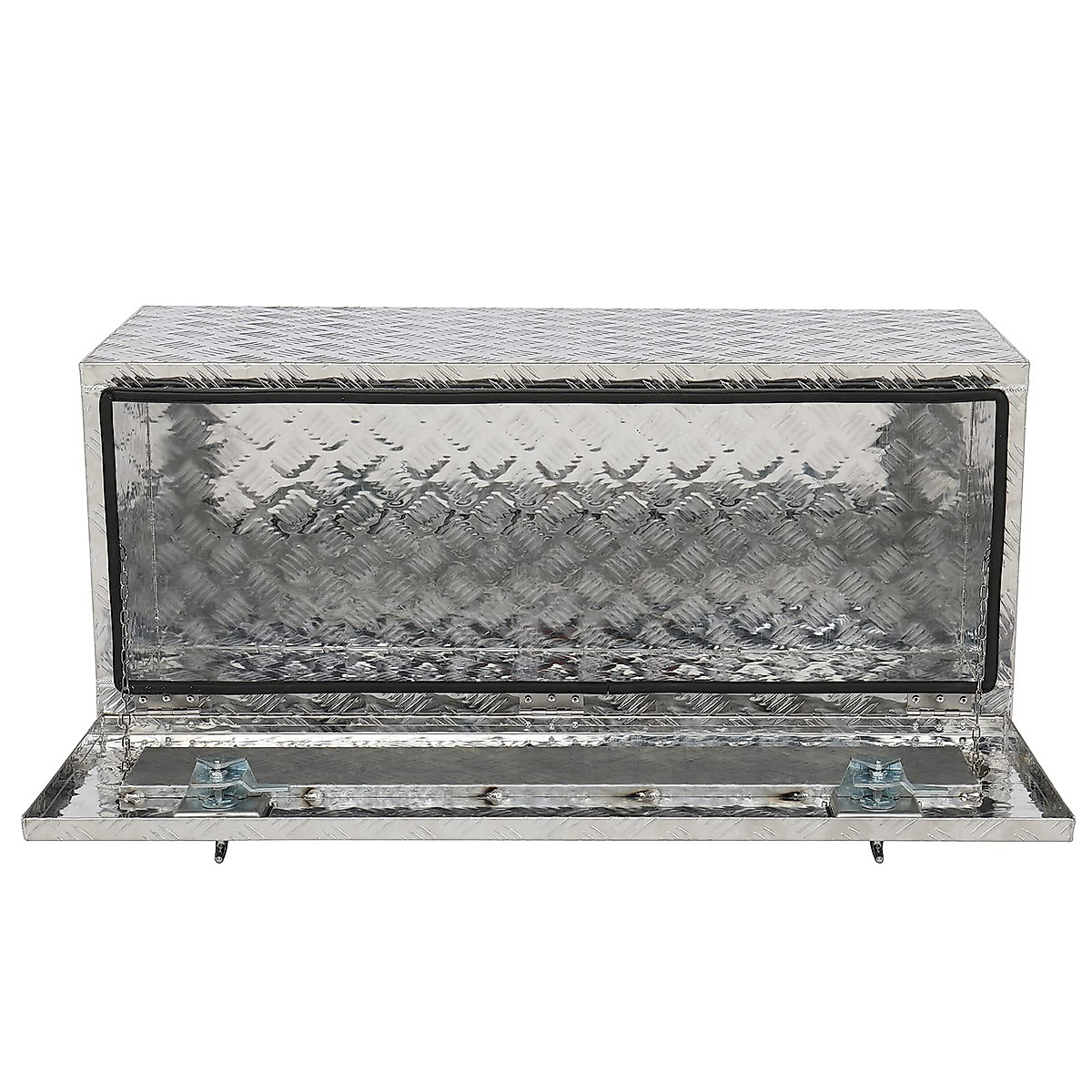 MOTORHOT 42" W x 18" H x 17" D Aluminum Truck Tool Box with Lock & Keys, Diamond Plate Truck Underbody Toolbox Trailer Pickup Truck Bed ATV RV Box Storage Organizer, Silver