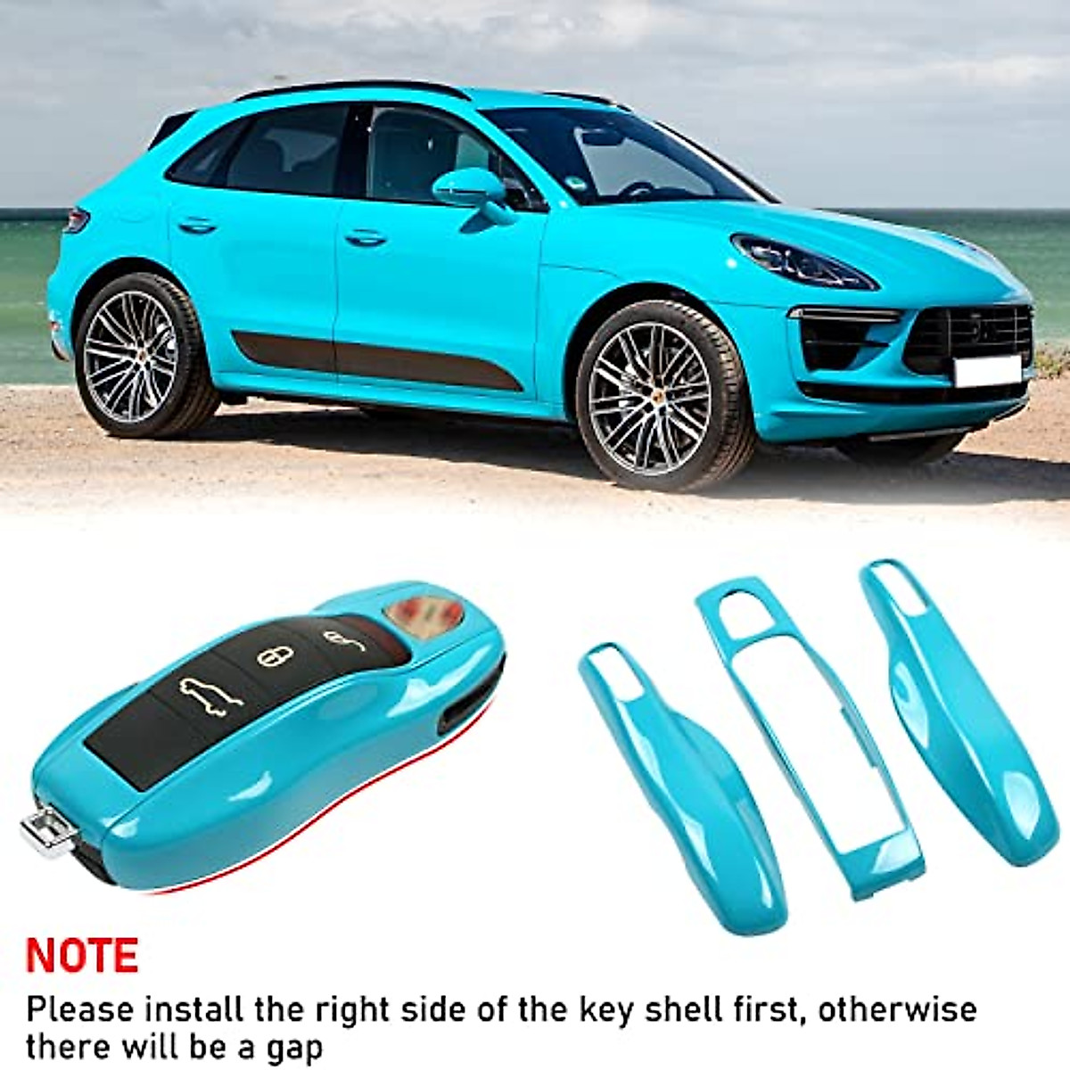 Jaronx Compatible with Porsche Key Fob Cover, Key Cover Compatible with Porsche Cayenne Panamera Macan Cayman 911 Key Fob Cover Key Shell Compatible with Porsche Key Accessories (Miami Blue)