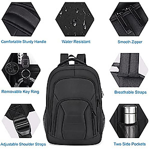 BOOEUDI Laptop Backpack 17.3 Inch TSA Friendly Large Travel Backpack for Men Women Business Carry On Backpack with USB Charging Port Anti Theft Computer Bag, Black