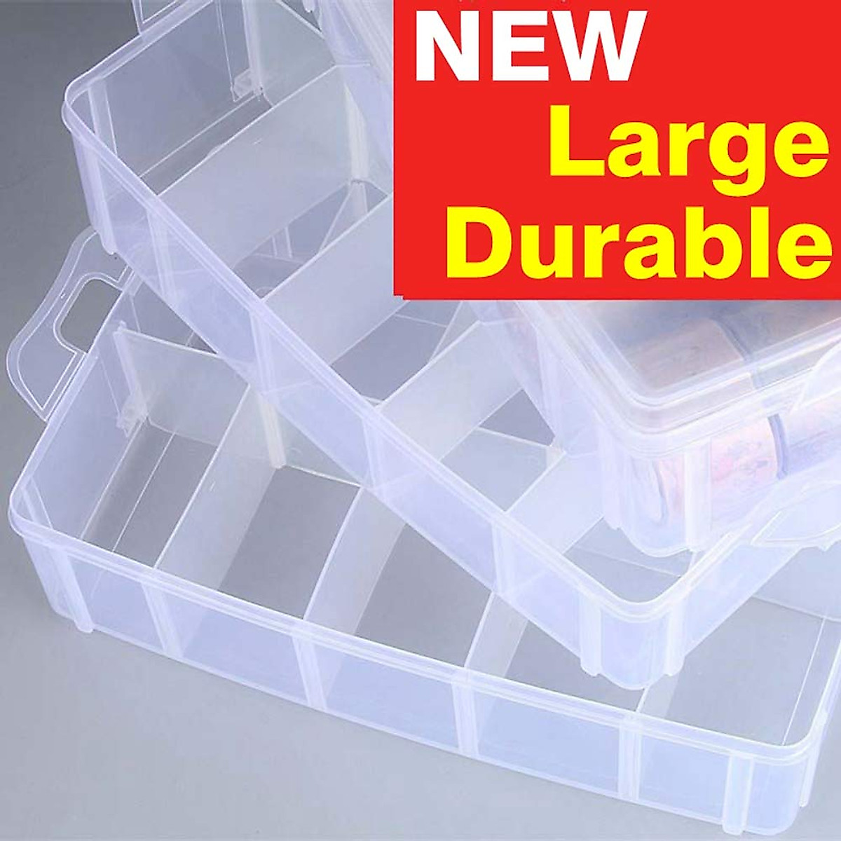 Washi Tape Holder, Washi Tape Box Organizer Craft Storage - 3 Layer Large Divider Closet Container, with 30 Adjustable Compartments, Clear