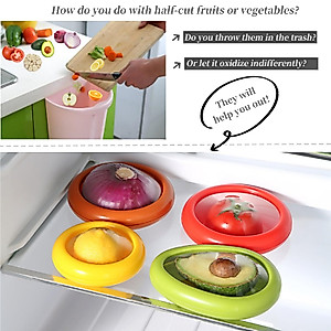 sappiedear Avocado Saver and Tomato Holder - Set of 4 - Reusable Storage Containers for Fridge - Ideal for Apples, Garlic, Onions, Lemons, and Potatoes (4)