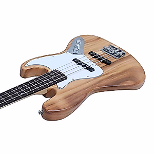 Glarry Gjazz Electric Bass Guitar 4 String Full Size for Beginner Right Hand with Shoulder Strap, Wrench Tool, Power Line and Bag (Burly Wood)