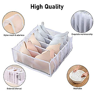 O'woda Underwear Organizer Drawer, 3 Packs Foldable Underwear Drawer Organiser Divider Storage Box Bin for Clothes, Underwear, Bras, Lingerie, Socks, White