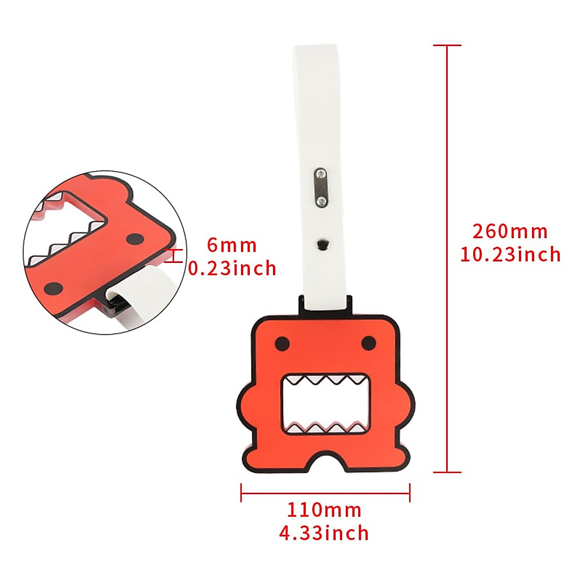 Q1-TECH, JDM Tsurikawa Ring Japanese Subway Train Bus Car Handle Cute Anime Cartoon Handle Hand Strap Rear Front Bumper Warning Rings Drift Charm Drift Car Accessory (Domo-ORWH)