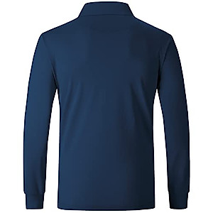 SWISSWELL Golf Shirts for Men Long Sleeve Work Polo Shirts Performance Athletic Shirts Navy 3XL