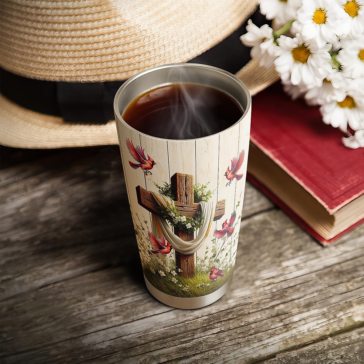 20oz Red Cardinal Bird Faith Tumbler, I can only Imagine, Religious, Christian Gifts, Coffee Thermos for Women, Stainless Steel Double Wall Vacuum Insulated Coffee Mug, Travel Cup with Lid