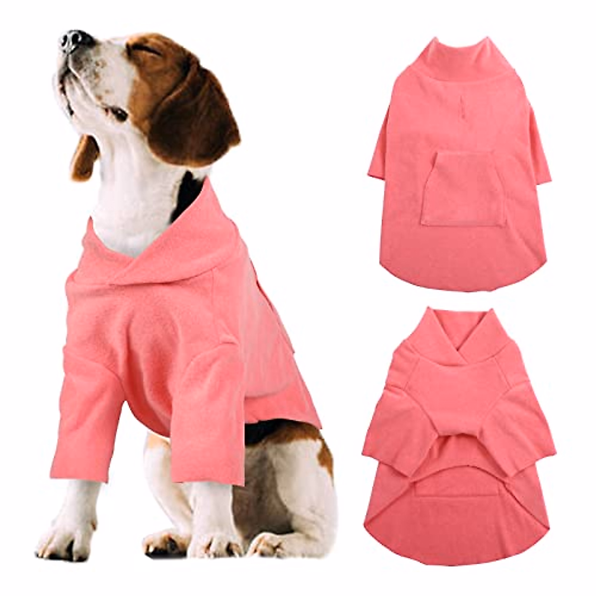 Dora Bridal Dog Fleece Sweater-Pullover Dog Fleece Vest with Harness Hole-Solid Fleece Dog Pajamas-Spring Dog Fleece Clothes-Stretchy Fleece Dog Sweater for Small Medium Dogs-Rose Red-XS