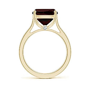 Angara Natural Garnet Solitaire Ring for Women in 14K Yellow Gold (Grade-A | Size-12x10mm) | January Birthstone Jewelry Gift for Her | Birthday | Wedding | Anniversary | Engagement