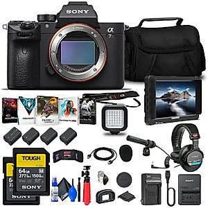 Sony Alpha a7R IVA Mirrorless Digital Camera (Body) (ILCE7RM4A/B) + 4K Monitor + Pro Headphones + Pro Mic + 2 x 64GB Card + Corel Photo Software + Case + More (Renewed)