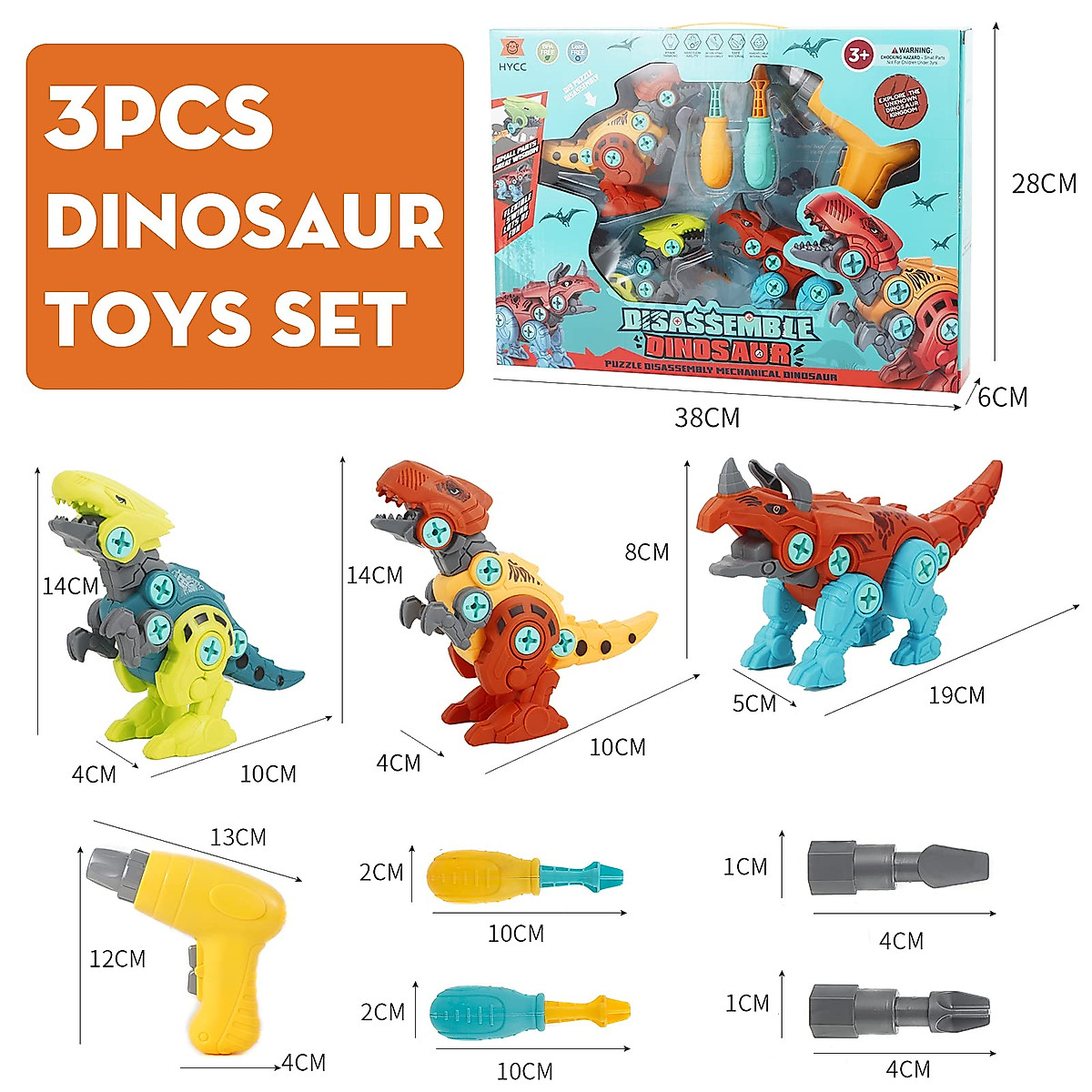 HYCC Take Apart Dinosaur Toys for Kids - Building Dino Play Kit with Screwdrivers DIY Construction Engineering Set STEM Learning Gifts for Boys Girls (New Dinosaur Toys Model One)