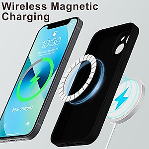 DEENAKIN for iPhone 13 Mini Case Silicone with Screen Protector - [Compatible with MagSafe] - Camera Protection - Slim Fit Protective Magnetic Phone Cover 5.4" for Men Women Girls - Black