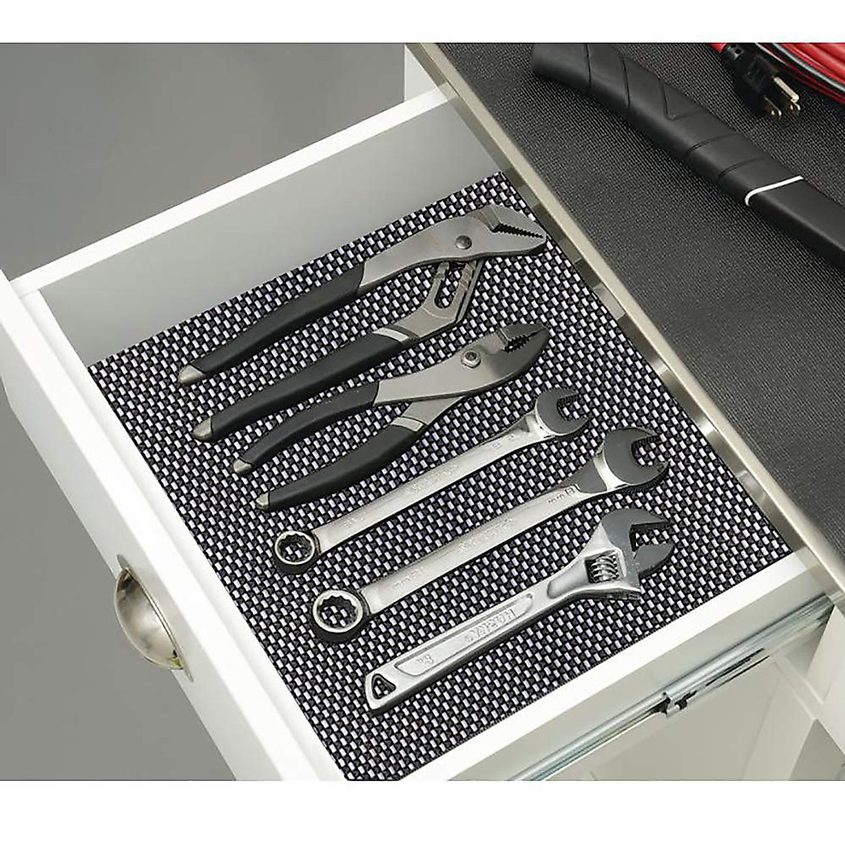 Drawer Liner Non Adhesive Kitchen Shelf Liner, Non Slip Mat Cabinet Grip Liner 12 inch x 240 inch (Grey)