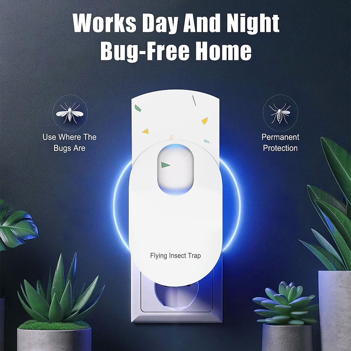 Swagon 2 Pack Upgraded Flying Insect Trap Plug-in,Fly Trap Indoor,Safe Home Fly Killer,Insect Catcher for Fruit Flies,Gnats,Moths,Mosquitoes,Bug UV Light Atrractant Trap(2 Device+10 Refill Glue Cards)