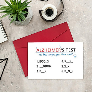 Leinessy Funny Alzheimer's Test Birthday Card, Rude Adult Greeting Card for Friend, Creative Just Because Card