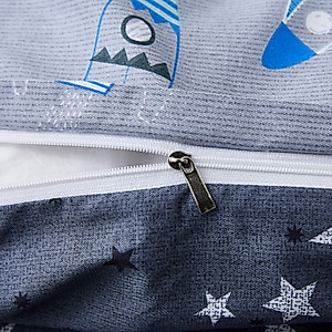 Brandream Boys Space Bedding Kids Bedding Sets Full Size Grey Astronaut 100% Cotton Duvet Cover Sets Reversible Zipper Closure(No Comforter Included)