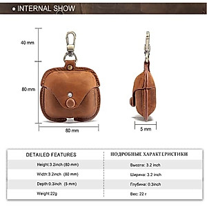 AirPods Leather Case, MRPLUM Genuine Leather Pro Protective Portable Shockproof Cases Cover with Key Chain Compatible with Airpods Pro Charging Case (Brown)