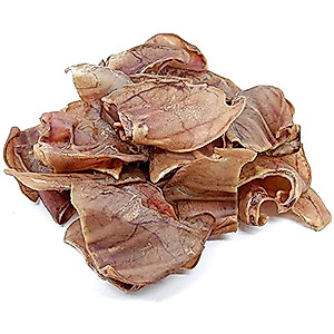 All Natural Jumbo Whole Pig Ears for Dogs (100 Pack) - 100% Natural Pork Ear Dog Treat by Pets Plus Natural