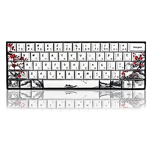 JSJT Custom Keycap-Keycaps 60 Percent Suitable for GK61/GK64/RK61/Anne /ALT61 Mechanical Keyboards 71 Key with Japanese Font Set OEM Profile PBT Keycaps with Keycap Puller (Plum Blossom Keycaps)