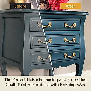 Versatile Furniture Finishing Wax – 100% Natural Chalk Paint Wax for Sealing and Protecting Painted or Raw Wood Surfaces, Easy to Apply, Odor-Free, Eco-Friendly – 3.5 Oz (Includes Wax Tools)
