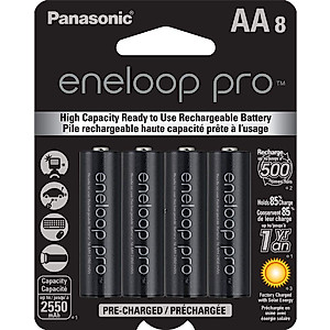 Eneloop Panasonic pro AA High Capacity Batteries (8-Pack) and Advanced pro Charger Bundle