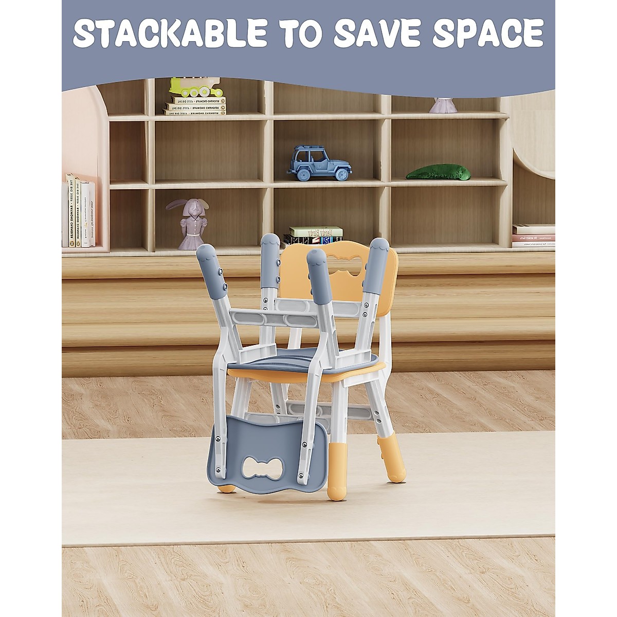 Brelley Kids Chairs Height Adjustable Toddler Chairs for Table, for Indoor & Outdoor Use Classroom/Daycare/Home, Suitable for Ages 2-8