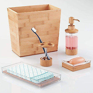 iDesign Rectangular Bamboo Waste Basket, The Formbu Collection – 10.5" x 5.75" x 10”, Natural Wood Finish