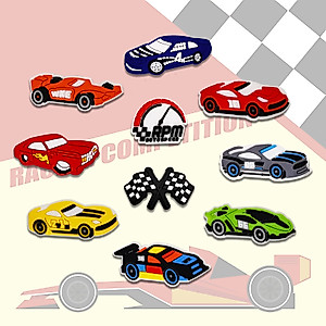 25PCS Racing Car Shoe Charms for Croc Bubble Slides Clogs Sandals, Speeding Car Shoe Accessories Decorations for Girls Women Teens Adults