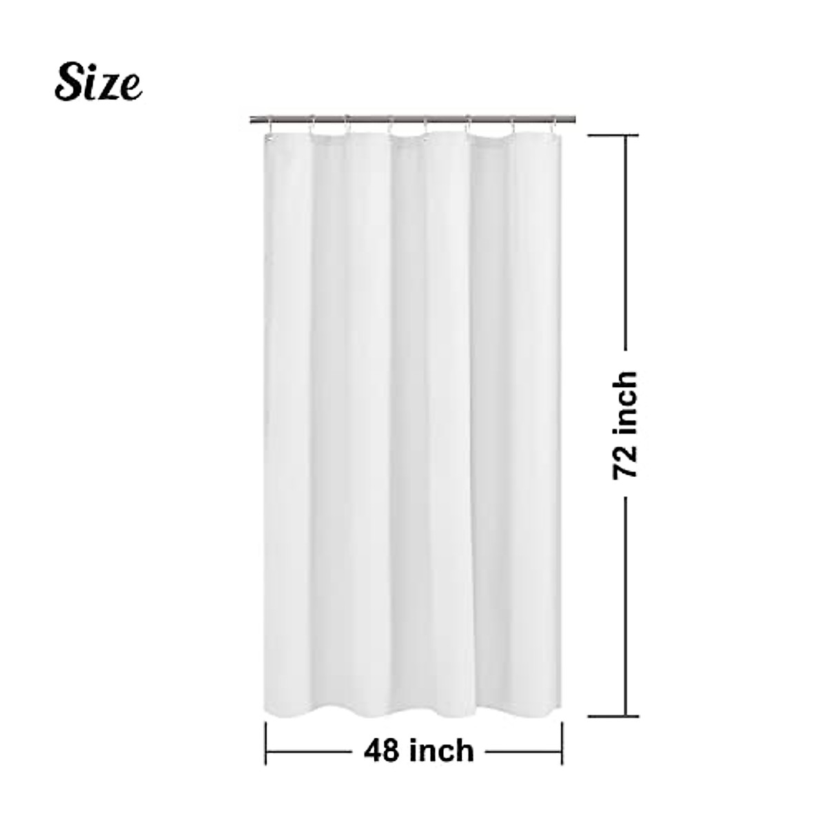 Mrs Awesome Embossed Microfiber Fabric Stall Shower Curtain Liner 48 x 72 inches, Washable and Water Repellent, White
