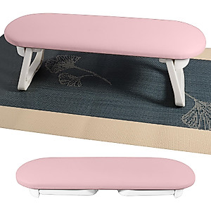 Diesisa Nail Arm Rest, Foldable PU Leather Nail Arm Rest for Nails with Soft Table Mat, Soft Hand Rest for Acrylic Nails/Nail Hand Rest for Manicure Salon Use-Pink