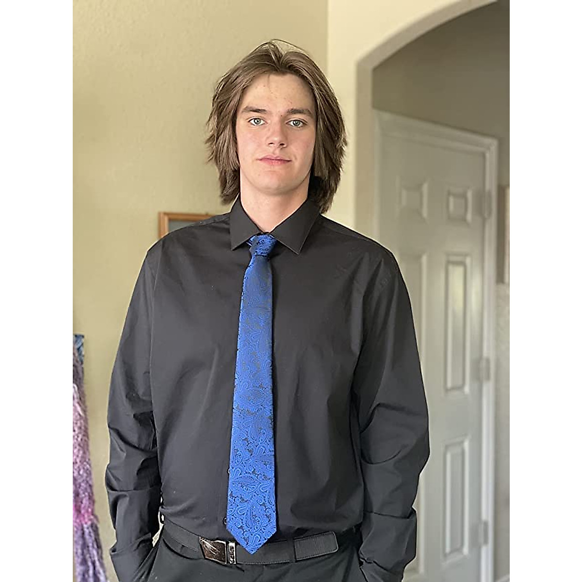 Alizeal Mens Paisley Tie Handkerchief Casual Floral Necktie Set