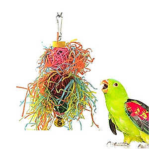 alfyng 4 Pack Bird Parrots Shredding Toys, Parakeet Chewing Foraging Shredder Toy, Bird Loofah Foraging Cage Hanging Toy for Parakeets, Cockatiels, Conures, Budgie, Lovebirds, African Grey Amazon