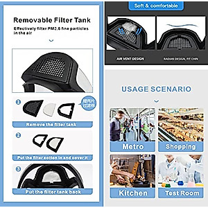 BOOTY XUENA Super Protective Face Mask Shield,Clear Anti-Fog Full Face Shield,Plastic Hd Transparent Safety Protectivefor Work,Grinding,Weed Whacking,Grass Cutting,with Replaceable Filters